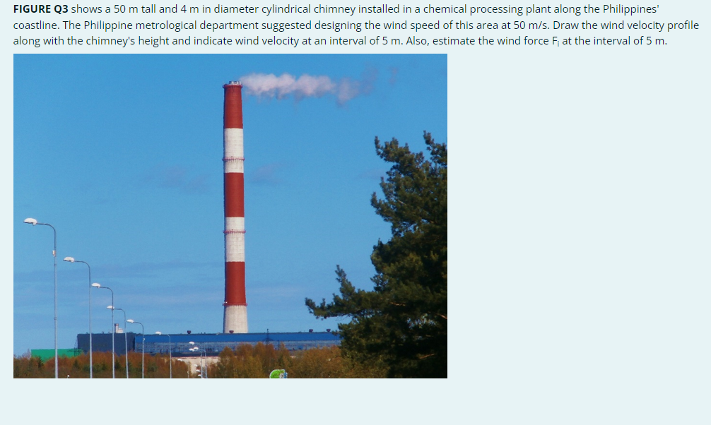 Solved FIGURE Q3 ﻿shows a 50m ﻿tall and 4m ﻿in diameter | Chegg.com