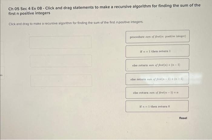 Solved Ch 05Sec4 Ex 08 . Click and drag statements to make a | Chegg.com