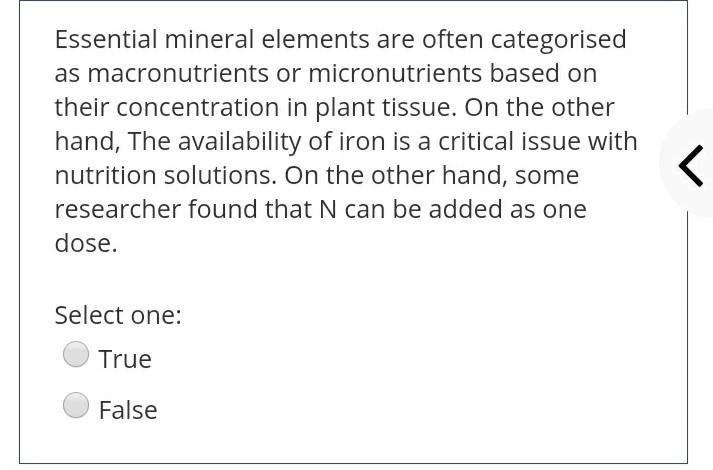 Solved Essential Mineral Elements Are Often Categorised As