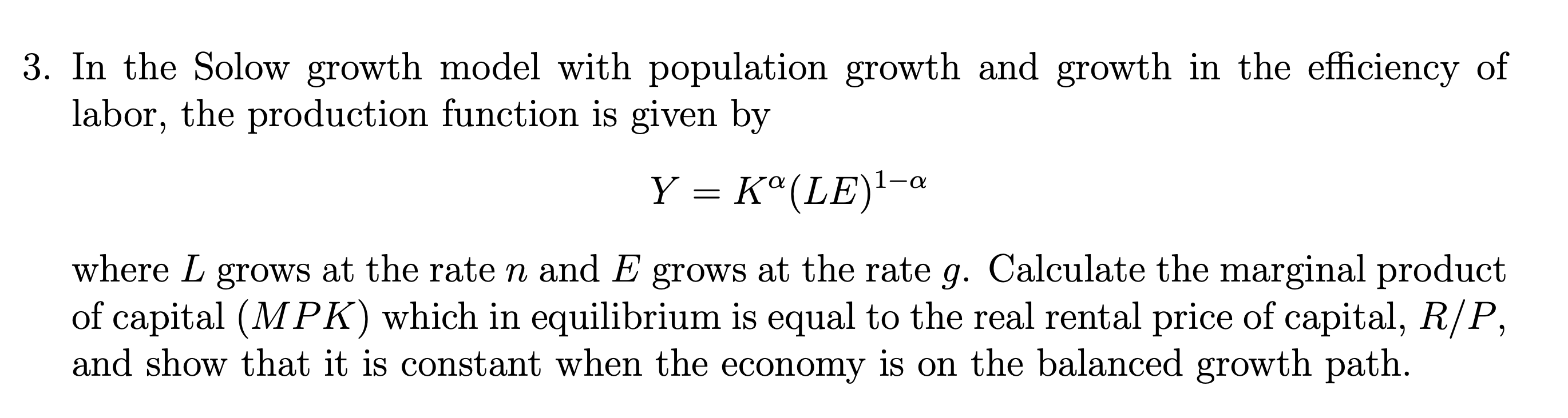 Solved In ﻿the Solow growth model with population growth and | Chegg.com