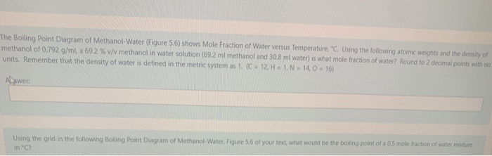 Solved The Boiling Point Diagram of Methanol-Water (Figure | Chegg.com