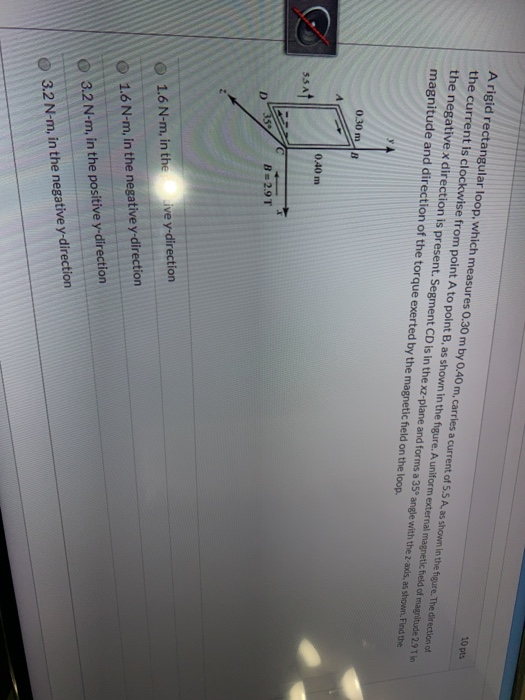 Solved A rigid rectangular loop, which measures 0.30 m by | Chegg.com