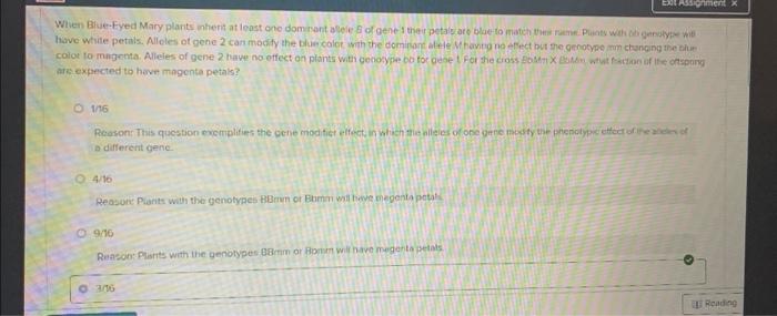 Solved When Blue-Eyed Mary plants inherit at least one | Chegg.com