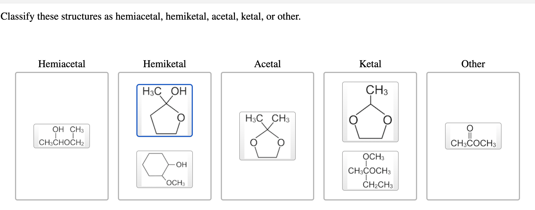 Solved Classify these structures as hemiacetal, hemiketal, | Chegg.com