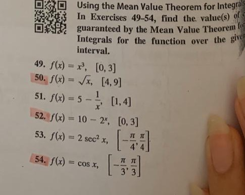 Solved Using the Mean Value Theorem for Integrals In | Chegg.com