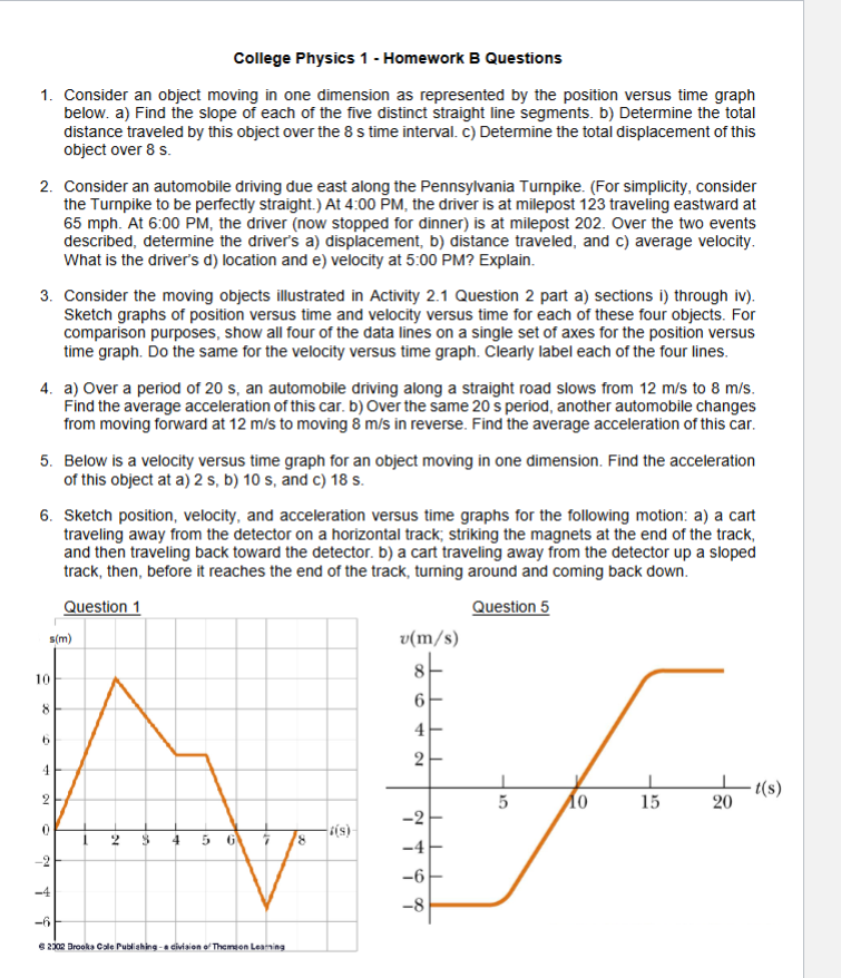 Solved solve this College Physics 1 - ﻿Homework B | Chegg.com