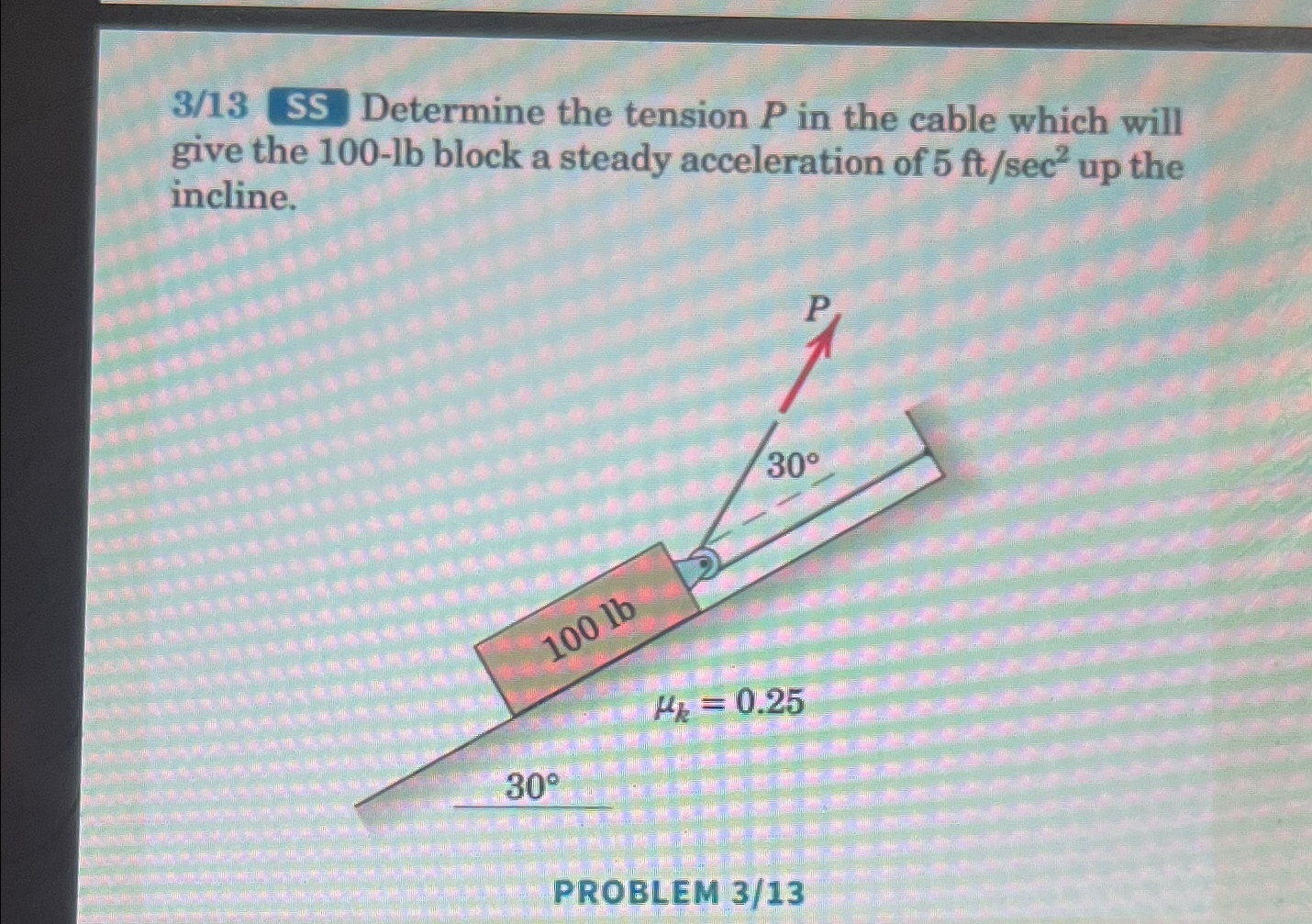 Solved 3/13 ﻿SS Determine the tension P ﻿in the cable which | Chegg.com
