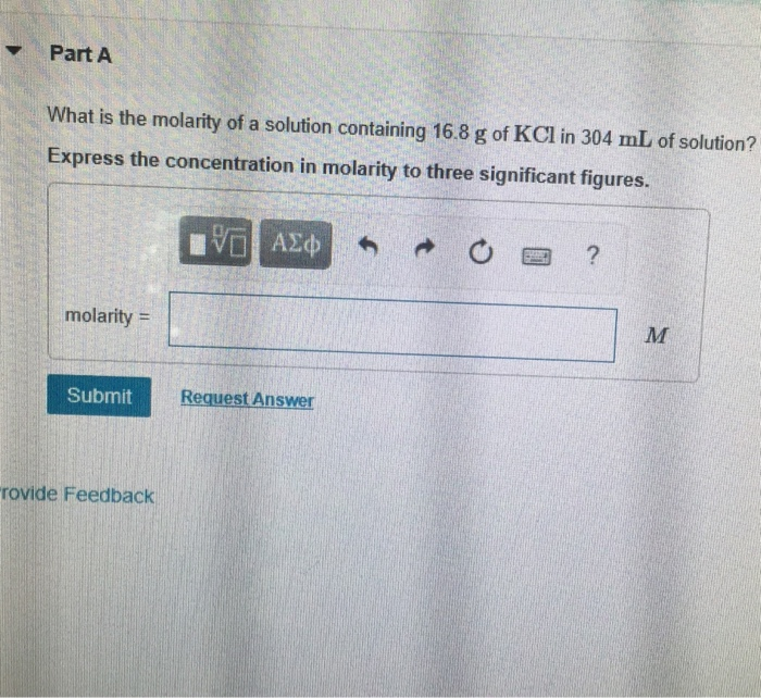 Solved Part A What is the molarity of a solution containing | Chegg.com