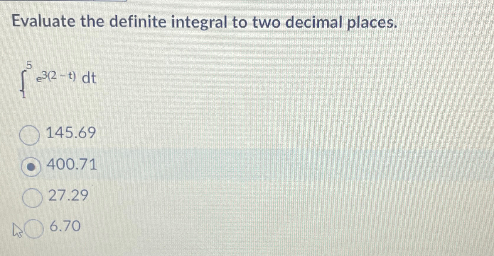 Solved Evaluate the definite integral to two decimal | Chegg.com