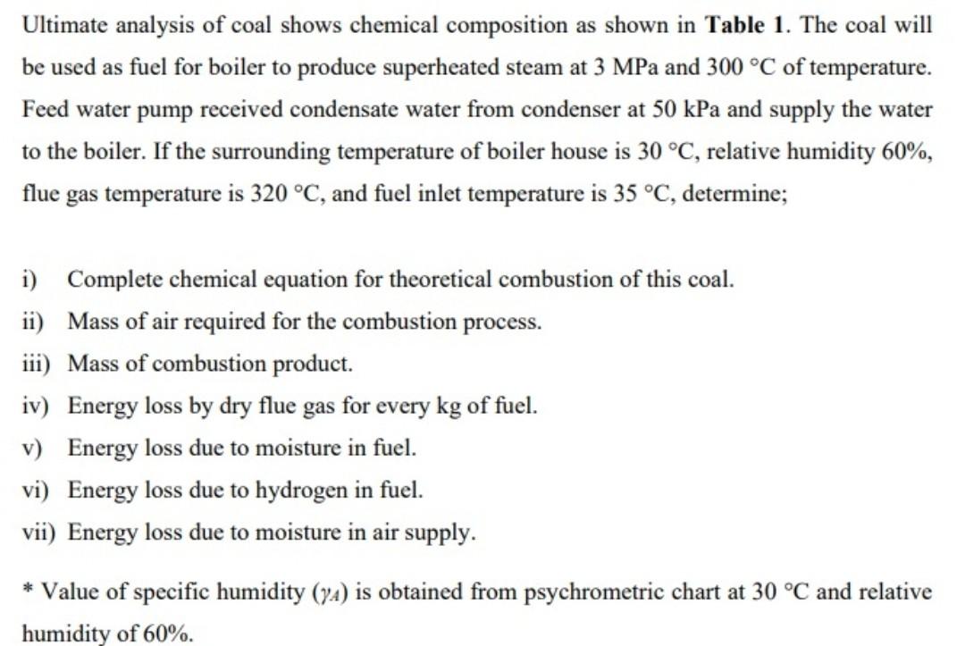 Solved Ultimate analysis of coal shows chemical composition | Chegg.com