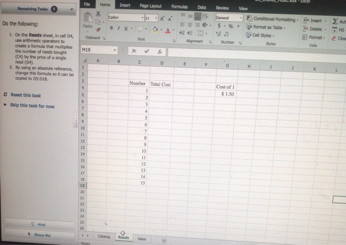 Solved File Home Insert Page Layout Data Remaining Tasks 9 | Chegg.com