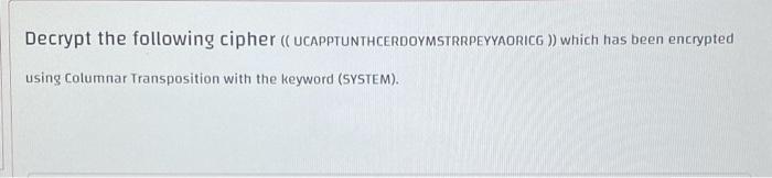 Solved Decrypt the following cipher | Chegg.com