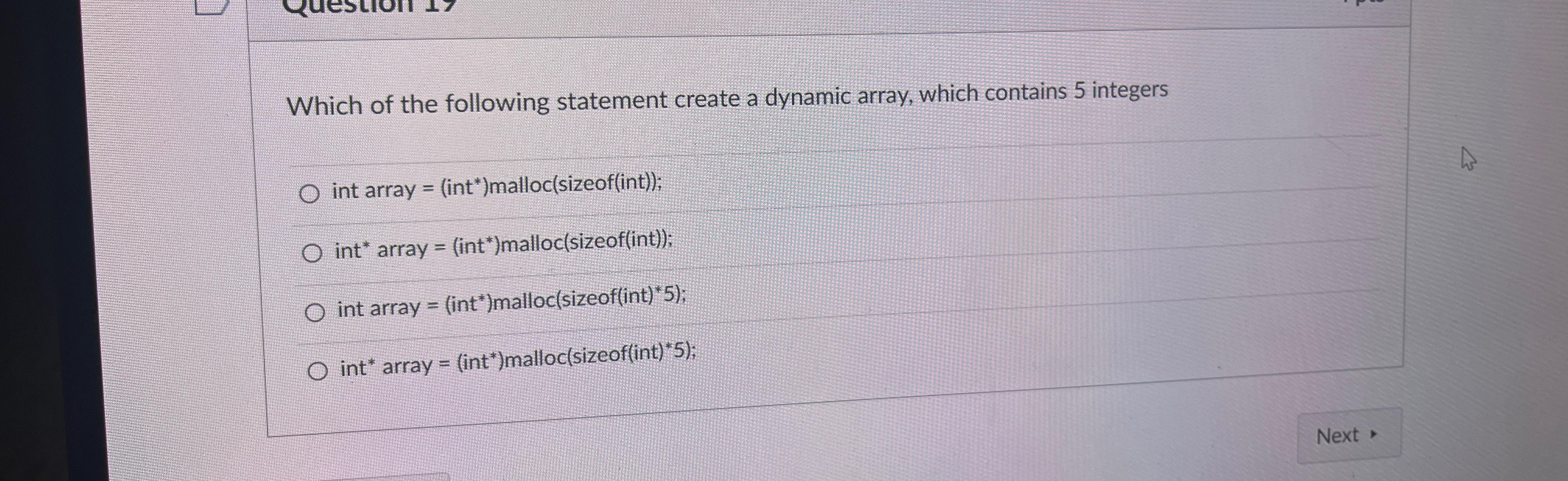 Solved Which of the following statement create a dynamic | Chegg.com