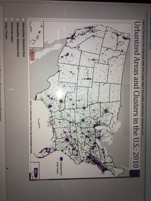 Solved Each of the dots in the Urbanized Areas and Cluster | Chegg.com