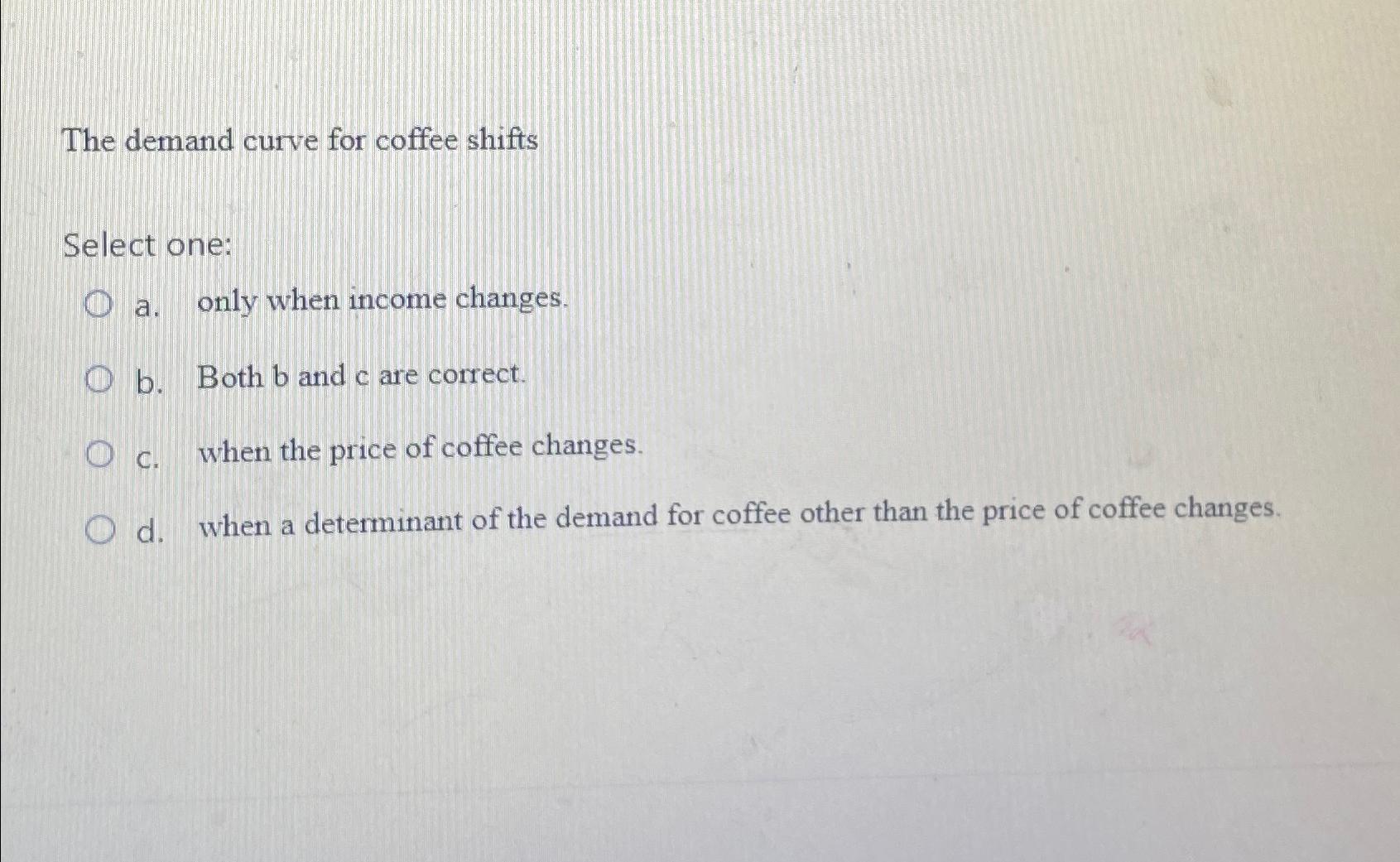 Solved The demand curve for coffee shiftsSelect one:a. ﻿only | Chegg.com
