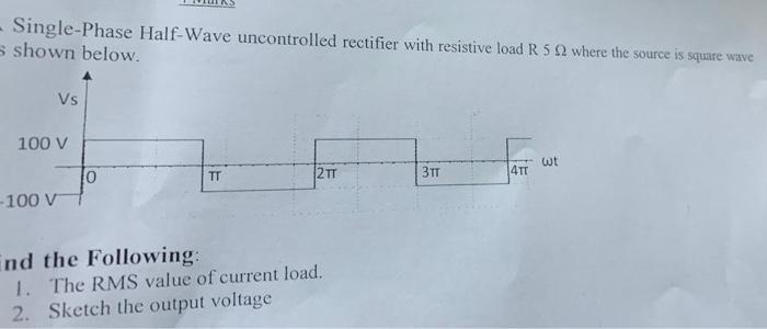 Solved - Single-Phase Half-Wave uncontrolled rectifier with | Chegg.com