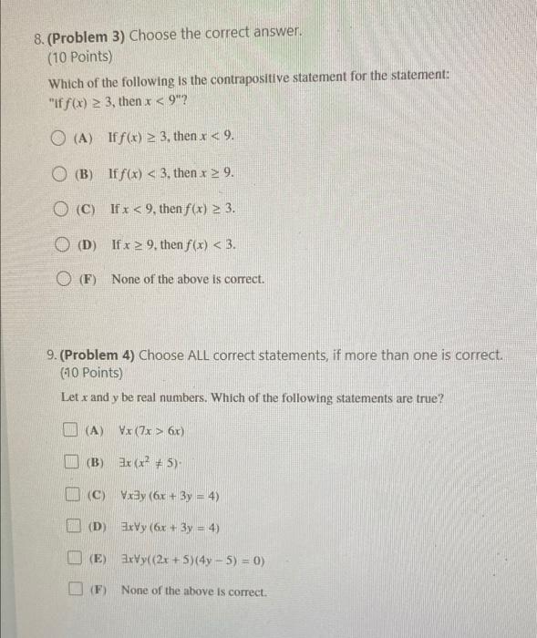 Solved 6. (Problem 1) Choose ALL correct statements, if more | Chegg.com
