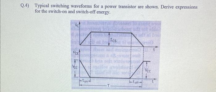 Solved 4) Typical switching waveforms for a power transistor | Chegg.com