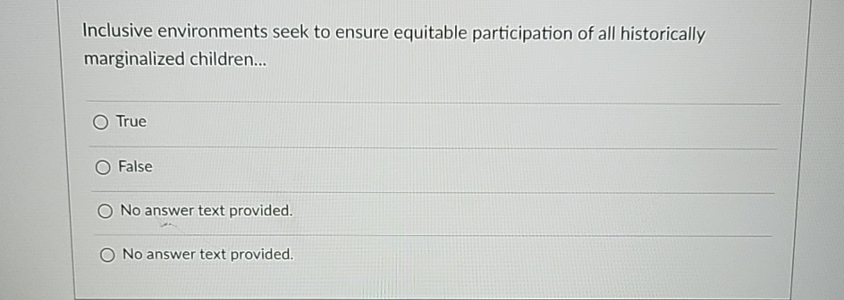 Solved Inclusive environments seek to ensure equitable | Chegg.com