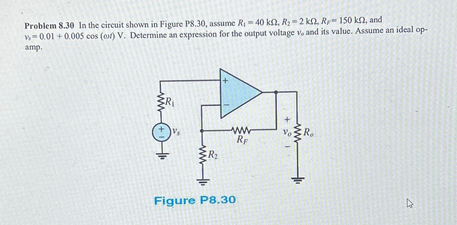 Solved Problem 8.30 ﻿In the circuit shown in Figure P8.30, | Chegg.com