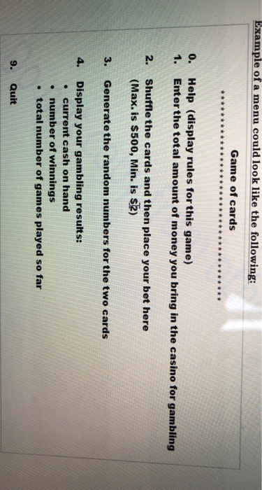 Write a simple menu-driven program called "Game of | Chegg.com