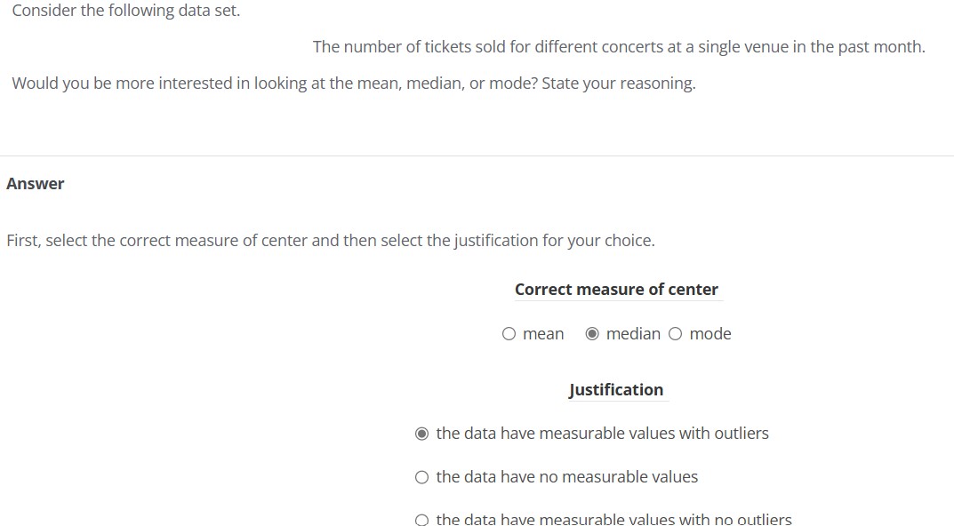 Solved JustificationO the data have measurable values with | Chegg.com