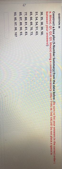Solved QUESTION 36 Construct a box plot (5-Number Summary) | Chegg.com