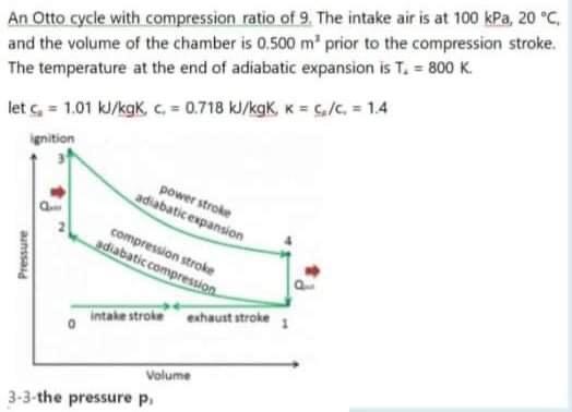 Solved An Otto cycle with compression ratio of 9 The intake | Chegg.com