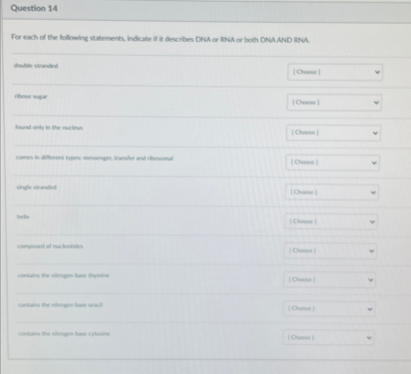 Solved Question 14For each of the following statements, | Chegg.com