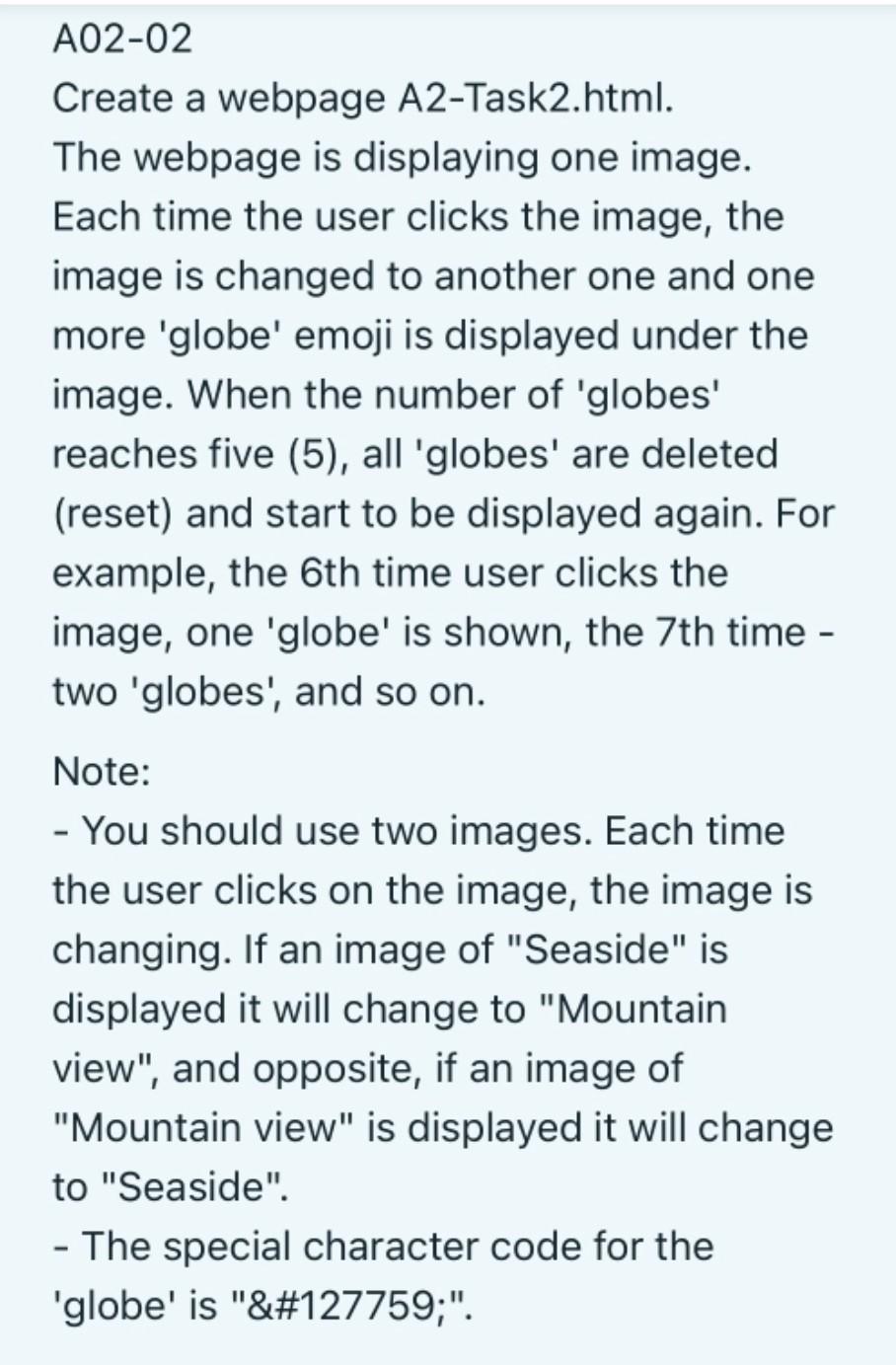 Solved create a webpage that displays an image and each time | Chegg.com