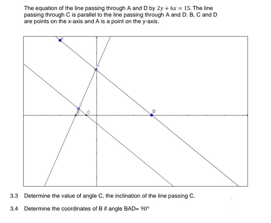 Solved The equation of the line passing through A and D by | Chegg.com
