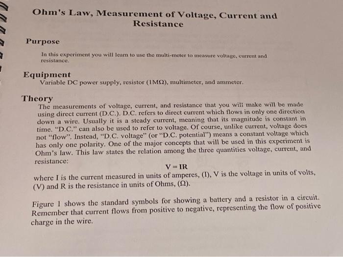 Solved Resistance Purpose In this experiment you will learn | Chegg.com