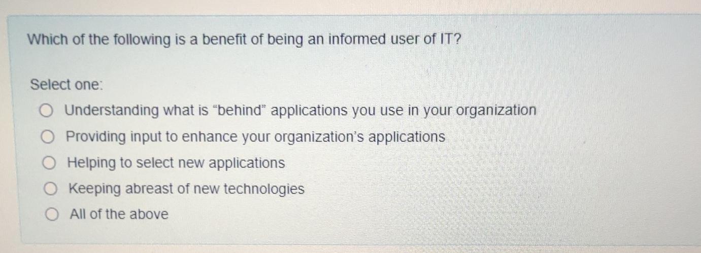 Solved Which of the following is a benefit of being an | Chegg.com