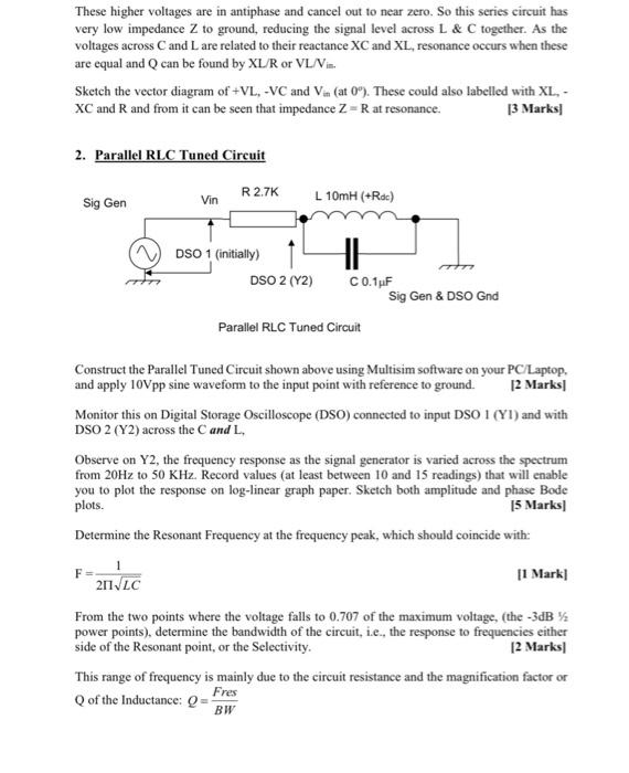 Solved 1. Series RLC Tuned Circuit Construct the circuit | Chegg.com