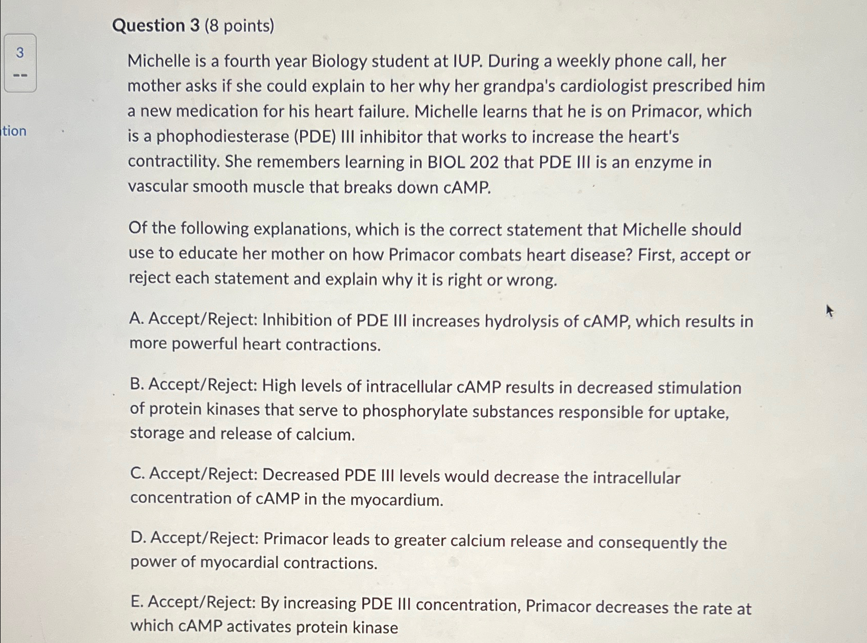 Solved Question 3 (8 ﻿points)Michelle is a fourth year | Chegg.com