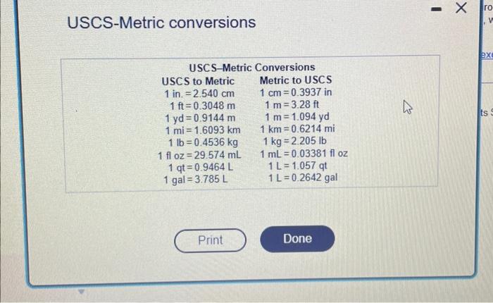 USCS-Metric conversions | Chegg.com