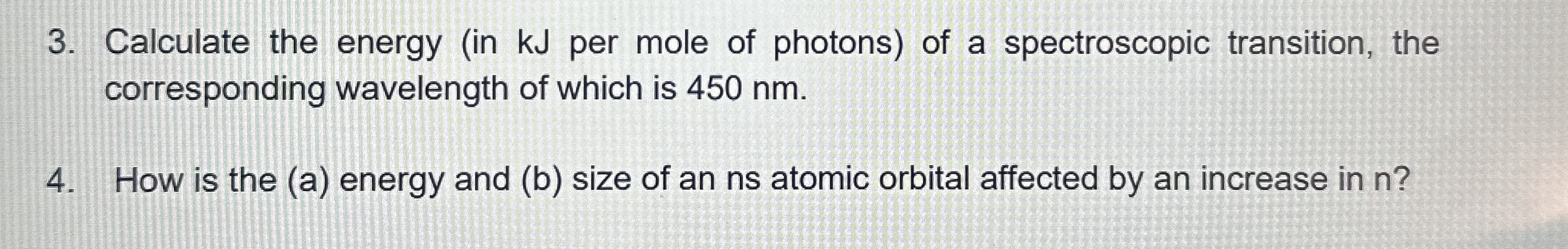 Solved Calculate the energy (in kJ per mole of photons) ﻿of | Chegg.com