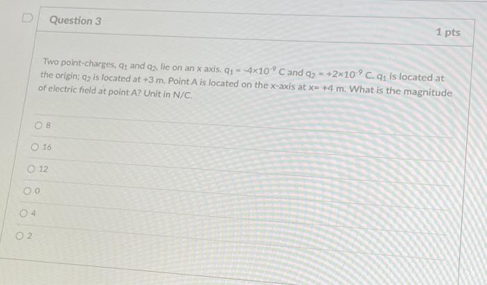 Solved Two point-charges, q1 and q2, lie on an x axis. | Chegg.com