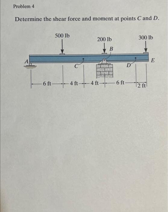 Solved Determine the shear force and moment at points C and | Chegg.com