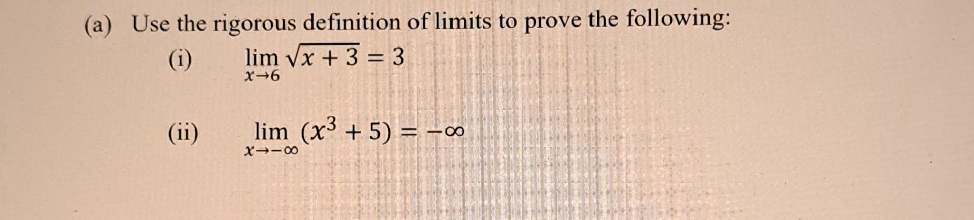 Use the rigorous definition of limits to prove the | Chegg.com