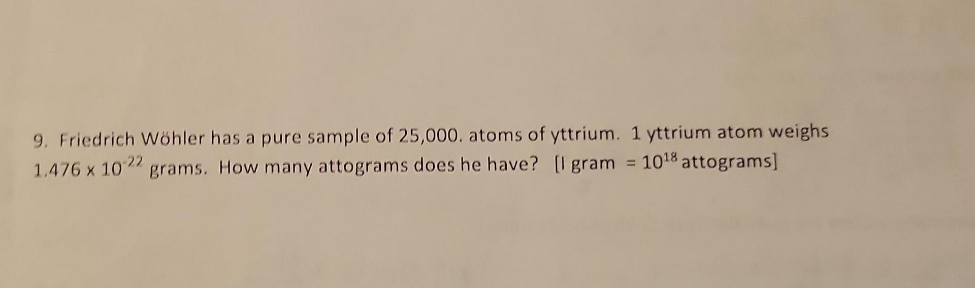 Solved 9. Friedrich Wöhler has a pure sample of 25,000. | Chegg.com