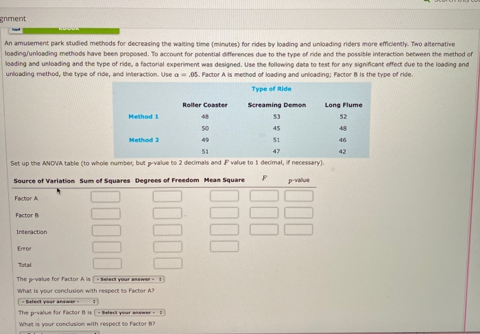 Solved gnment An amusement park studied methods for | Chegg.com