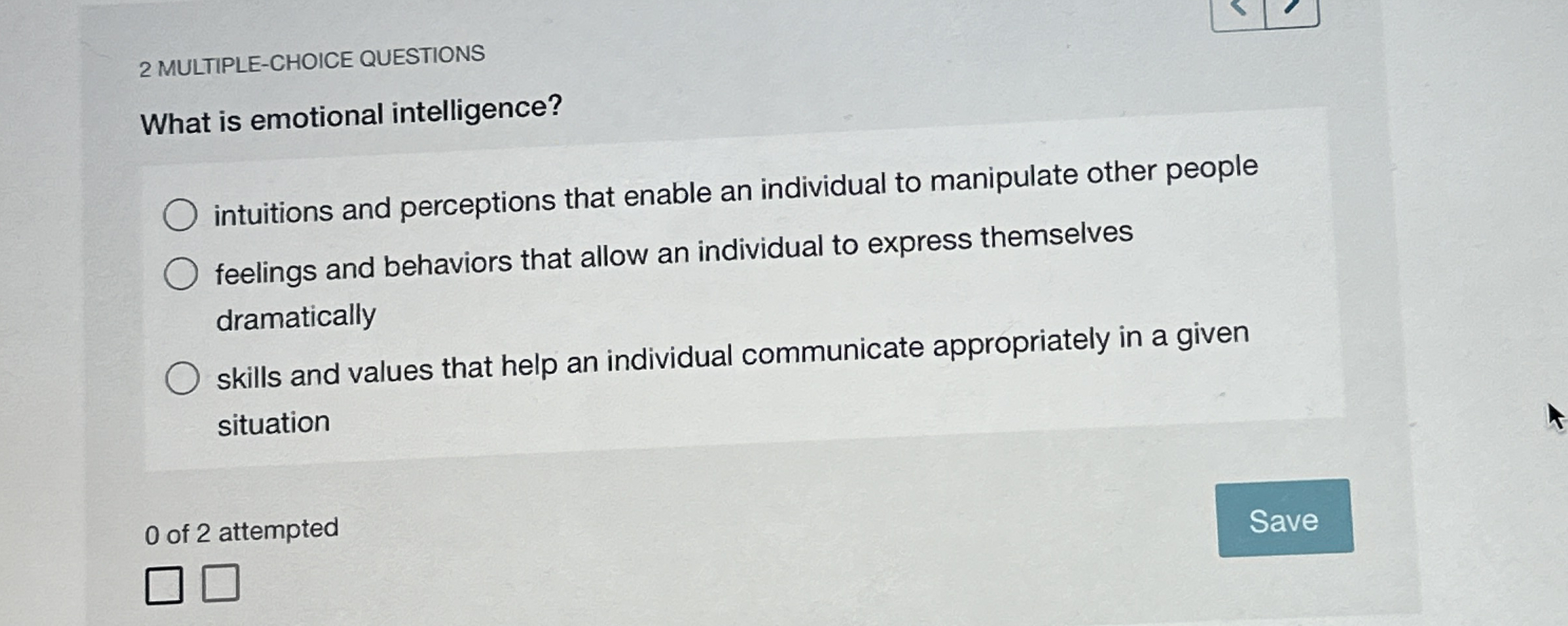 Solved 2 ﻿MULTIPLE-CHOICE QUESTIONSWhat is emotional | Chegg.com
