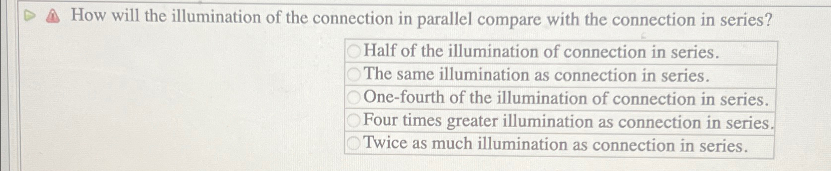 Solved How will the illumination of the connection in | Chegg.com
