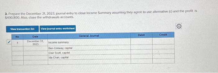 Solved 3. Prepare the December 31, 2023, journal entry to | Chegg.com