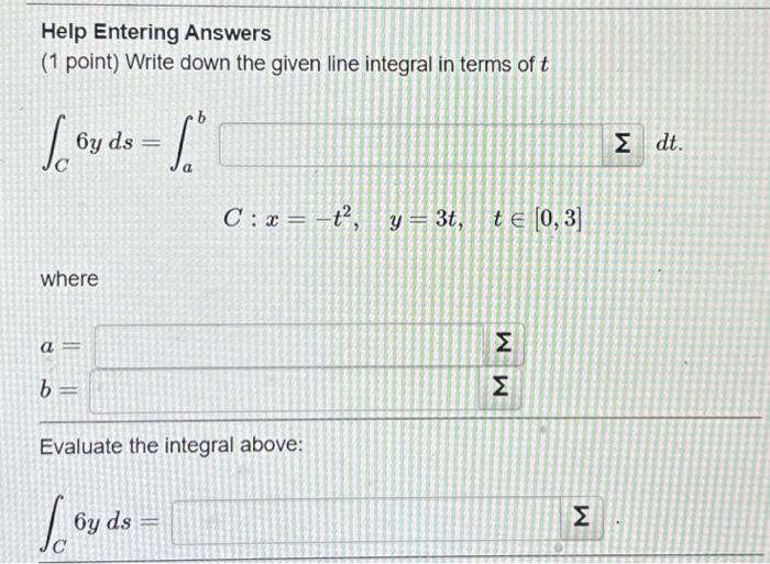 Solved Help Entering Answers (1 point) Write down the given | Chegg.com