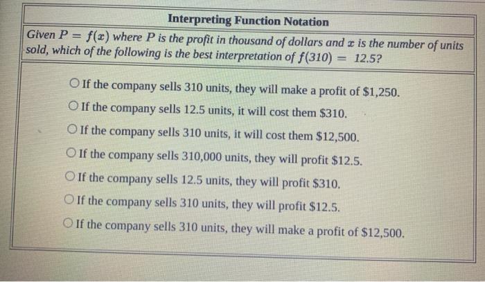 Solved Interpreting Function Notation Given P = f(x) where P | Chegg.com