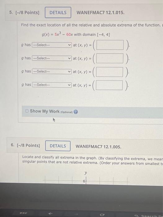 Solved 5. [-/8 Points] DETAILS WANEFMAC7 12.1.015. Find the | Chegg.com