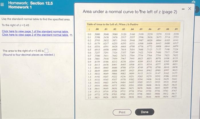 Solved Homework: Section 12.5 Homework 1 - х Area under a | Chegg.com