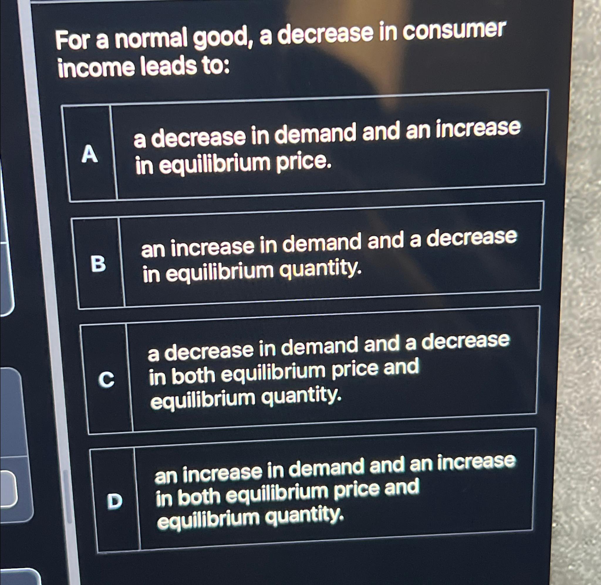 Solved For a normal good, a decrease in consumer income | Chegg.com